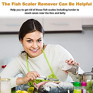 6 Pieces Fish Scaler Remover Fish Scaler Brush Stainless Steel Sawtooth Scarper Remover with Handle Multi-functional Bottle Opener for Kitchen Tool Faster and Easier Fish Scales Skin Removing Peeling
