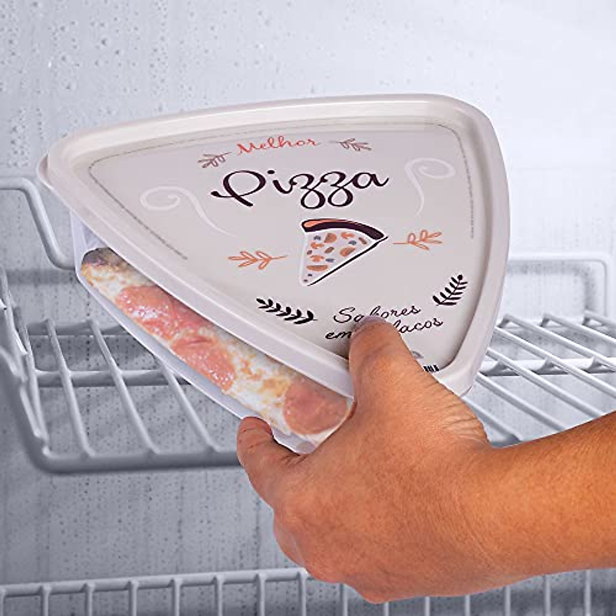 Pizza Slice Container Storage with Lids. Tray, Holder and Saver. 4 Plastic Packs to go. The Best Idea to Serve Pizza to Your Kids. (4, Fendy)