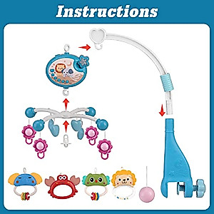 nicknack Baby Mobile for Crib Toys with Music and Lights, Baby Crib Mobile for Infants 0-6 Months