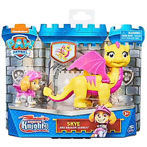 Spin Master 6063594 PAW Patrol Rescue Knights Skye and Dragon Scorch Action Figures, Set of 2