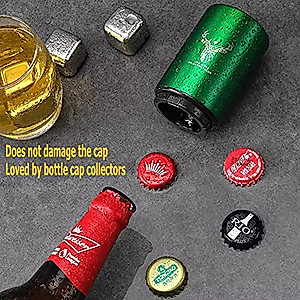 2 Pack Beer Automatic Bottle Opener, Cool Magnetic Bottle Opener for Bartender Tool Fun, Lid Opener, Pushed Down Beer Opener, One-Hand Easy/Funny Lid Beer Bottle Openers Beer Opener (Stainless- 1pcs)