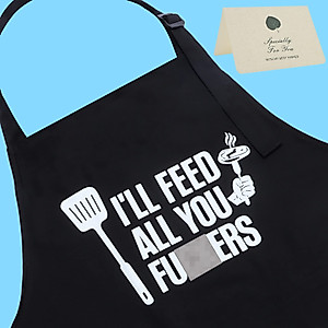 Funny Apron for Men&Women - Feed All You- Customized Apron Funny Gifts for Dad, Funny Cooking Grilling BBQ Chef Apron, Father's Day Gift, Christmas Gift for Boyfriend, Husband, Brother, Mom, Friend