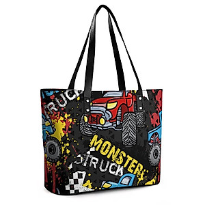 Womens Handbag Truck Pattern Leather Tote Bag Top Handle Satchel Bags For Lady