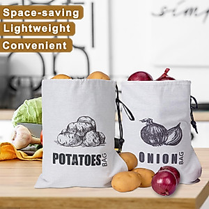 TOGETRUE Potato Onion Storage Bag, Fabric Onion and Potatoes Storage Bag, Washable Garlic Potatoes Onions Keeper with Drawstring for Pantry, 2 Pack (Potato Onion Bag)