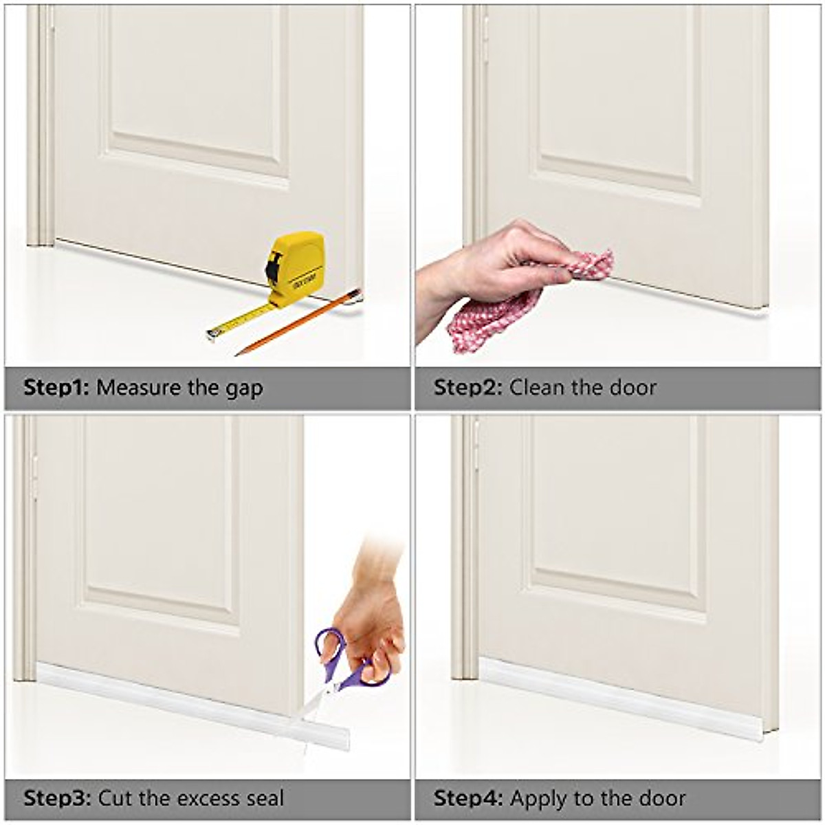 BAINING Door Draft Stopper Sweep, 3 Inches Widening Door Bottom Seal Strip Under Door Noise Blocker for Interior Doors Insulation and Soundproofing, 3" W x 39" L White (2019 New Upgrade)