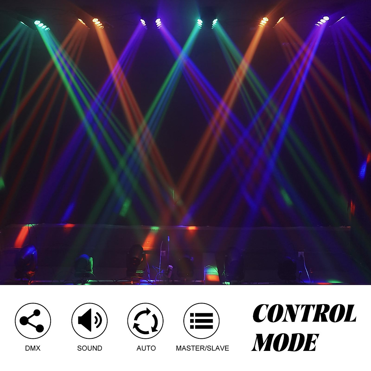 8x15W Spider Moving Head Light LED RGBW 4in1 Portable Stage Light, Strobe Party Beam DJ Lighting DMX 512 & Sound Activated for KTV Disco Party Event