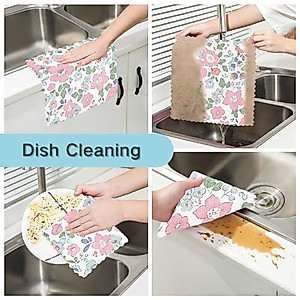 FRODOTGV Elegant Floral Pattern Kitchen Microfiber Towels New Home Tea Towels for Kitchen Kitchen Towels Terry Cloth Kitchen Hanging Hand Towels