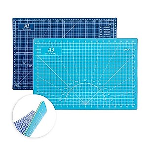 AIRGAME Self Healing Cutting Mat 18"x12" Non-Slip PVC Double Sided 5-Ply A3 Art Craft Rotary Cutting Mat for Quilting, Sewing Crafts Hobby Fabric Precision Scrapbooking Project(Blue/Light blue)
