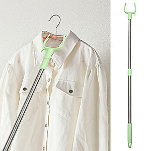 BESPORTBLE Curtain Rod Hooks 2pcs Stainless Steel Clothesline Props Adjustable Clothes Rods Dressing Stick Clothes Drying Pole Outdoor Coat Hanger for Clothes Metal Hangers