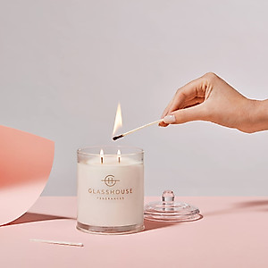 Glasshouse Fragrances Kyoto in Bloom Candle, Triple Scented Natural Soy Wax Blend, 2 Wicks & Glass Jar, 65 Hour Burn Time, Camellia & Lotus, 13.4 Oz (380g)