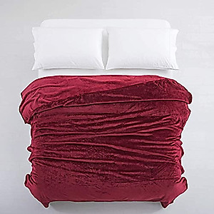 MOONLIGHT20015 Silk Touch Warm Fleece Throw Blankets - 400 GSM Throws for Sofa Fluffy Blanket Bed Throw for Bedroom, Couch, Travel (Burgundy, Twin 60" x 80")