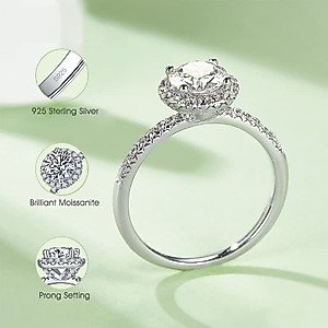 Black Moissanite Rings Bride Jewelry 1Ct VVS1 Moissanite Engagement Rings 925 Sterling Silver Diamond Band Ring Wedding Engagement Women's Ring Christmas Gifts for Her(Size 10)