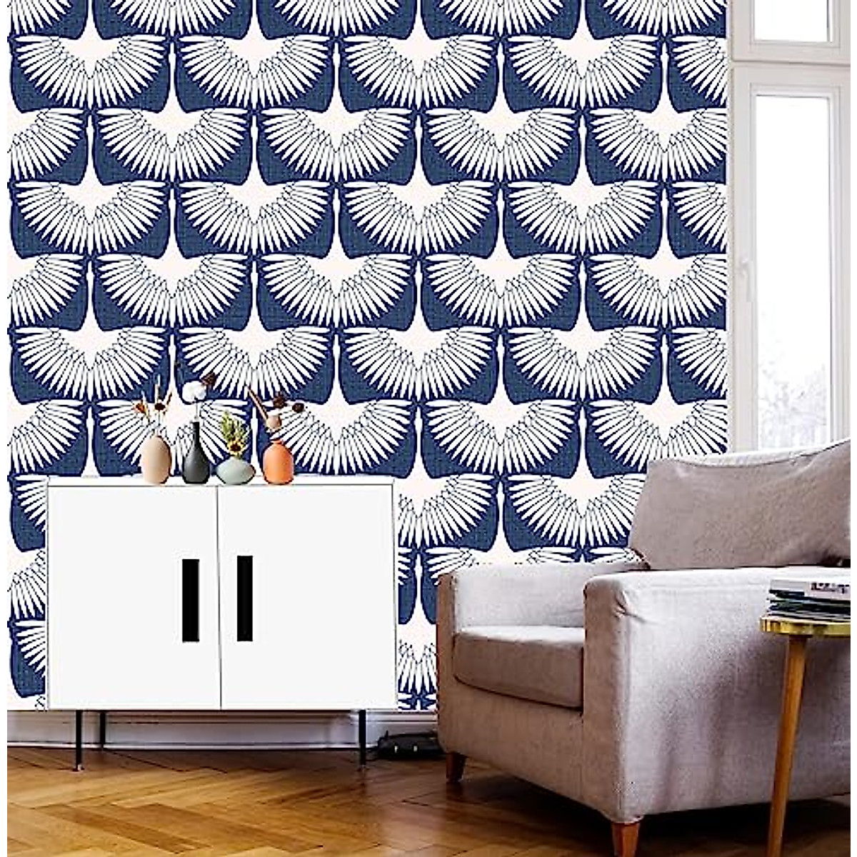 MOENMOAI Denim Blue Wallpaper Removable Self Adhesive Peel and Stick Wallpaper Contact Paper Waterproof Wallpaper for Cabinet Shelf Liner Wall Countertop Furniture Shelf Paper 17.71" x 196" DIY Decor