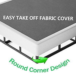 LIJQCI King Box Spring and Cover Set, 5 Inch Metal King Size Box Spring Only, Low Profile Heavy Duty Bed Base Structure, Non-Slip, Noise Free, Easy Assembly