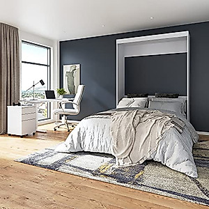 Bestar Edge Space-Saving Wall Bed for Guest Room or Multipurpose Home Office, Queen, White