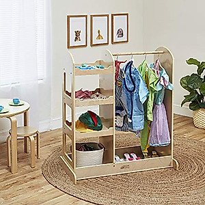 ECR4Kids Dress Up Center with Mirrors, Costume Organizer, Natural