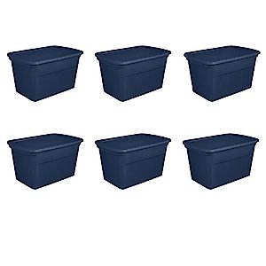 Sterilite 30 Gal Totes, 6 Pack, Marine Blue
