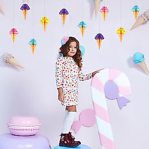 8PCS Ice Cream Honeycomb Balls Decorations Centerpieces for Tables Ice Cream Hanging Ceiling Sign Tissue Paper Ice Cream Party Supplies for Summer Theme Birthday Baby Shower Bridal Shower Party Favor