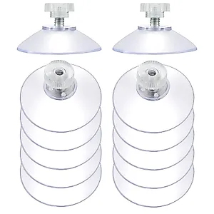 Grevosea 12 Pieces Suction Cup Hooks,Suction Cups for Glass Table Tops Clear Plastic Sucker Pads with Screw and Nut for Outdoor Kitchen Bathroom Shower Wall Window Mirror Glass Daily Hanging 40 mm