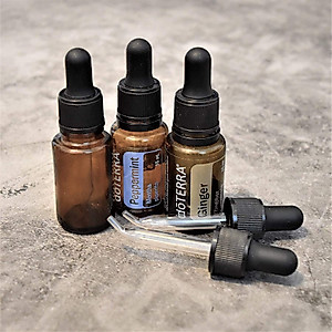 Dropper Tops for 15ml Essential Oil Bottles – Bent Tip Glass Eye Droppers, Fit doTERRA Young Living Aura Cacia Plant Therapy Revive – 12 Pack