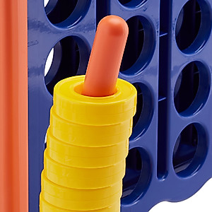 Amazon basics Giant BPA-Free 4-In-A-Row Premium Plastic Game Set with Carrying Bag, Great for Gifting, Blue, Yellow, Red, Green