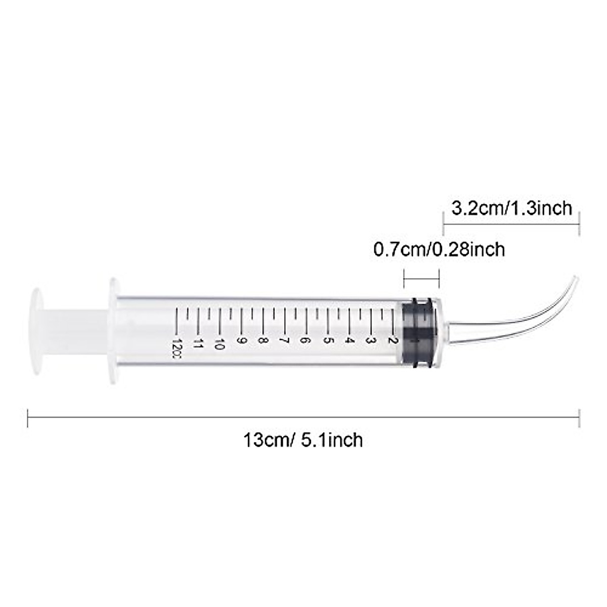 8 Pcs Syringe 12cc Dental Irrigation Syringe with Curved Tip Wisdom Teeth Syringe Measurement Syringe Disposable Water Oral Mouth Liquid Tonsil Stone Squirt Mouthwash Cleaner Syringes