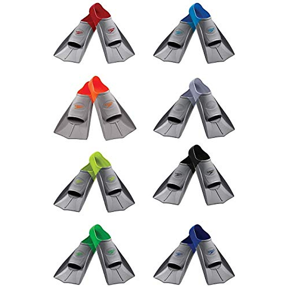 Speedo Unisex-Adult Swim Training Fins Rubber Short Blade,Black/Grey