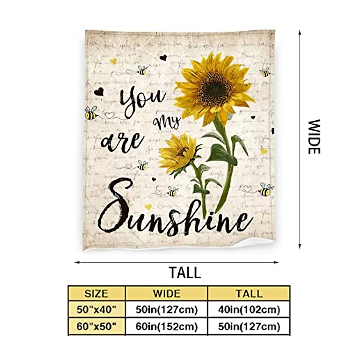 You are My Sunshine Blanket Sunflower Blanket Throw Soft and Comfortable, Warm Flannel Blanket Living Room Bedroom Sofa Bed Four Seasons 40"x50"