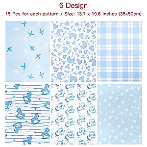 RUSPEPA Wrapping Tissue Paper - Blue Baby Boy Design Tissue Paper Bulk for Gift Wrap, Art Crafts, DIY, Pack Bags, Birthday, Baby Shower and More - 13.7 x 19.6 inches - 90 Sheets