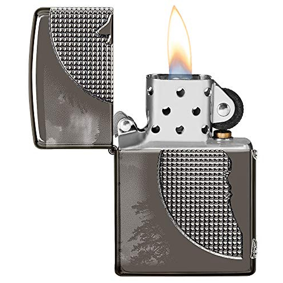 Zippo Armor Wolf Design Black Ice Pocket Lighter, One Size