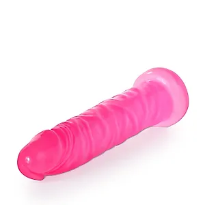 Healthy Vibes Slim Beginner Dildo - Small Dildo with Vein Texture Perfect for First-Time Users - Free-Standing Base - Experiment with Anal Play - TPR, Latex and Phthalate Free - Pink - 5.5" x 1"