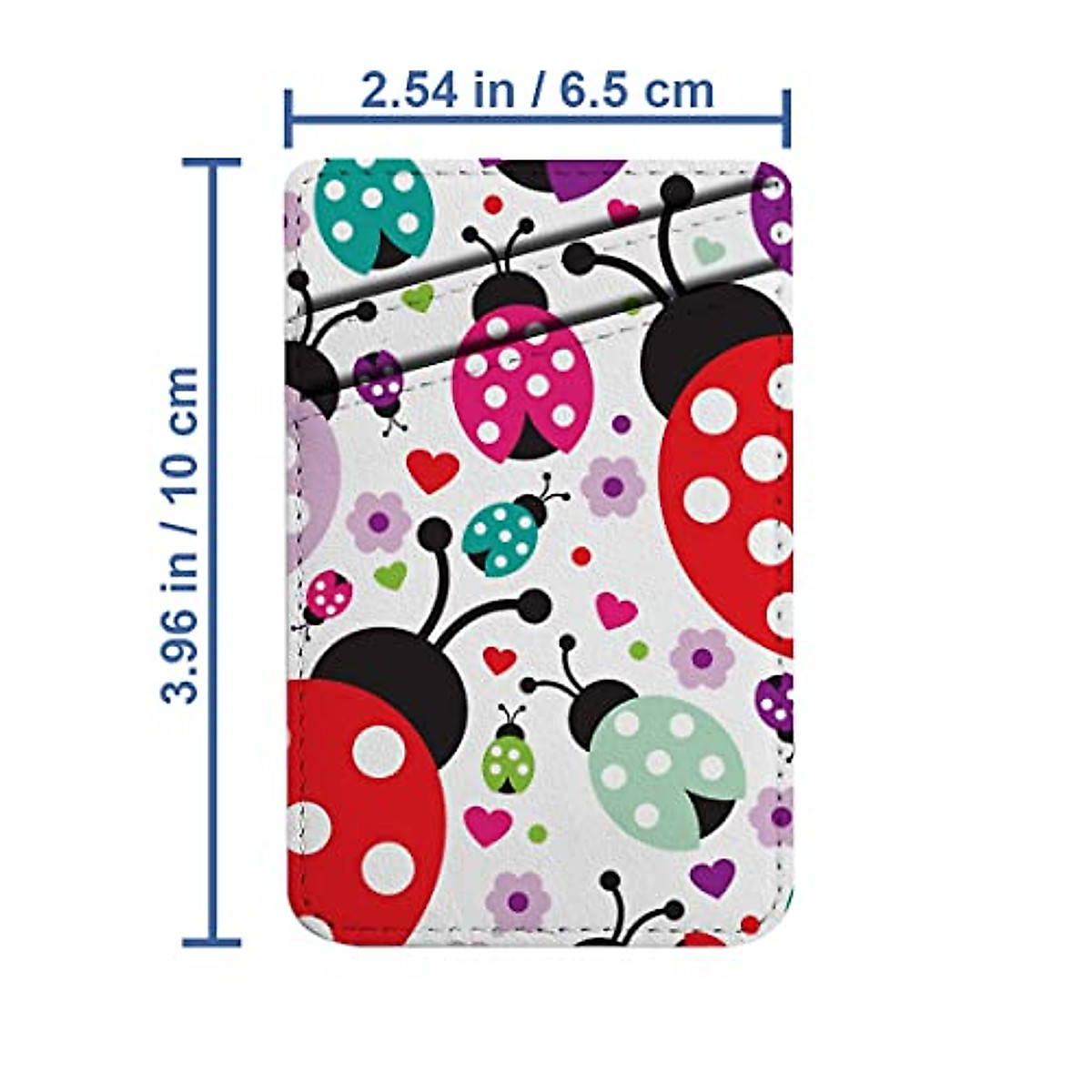 Diascia Pack of 2 - Cellphone Stick on Leather Cardholder ( Kids Lady Bug Polka Pattern Pattern ) ID Credit Card Pouch Wallet Pocket Sleeve