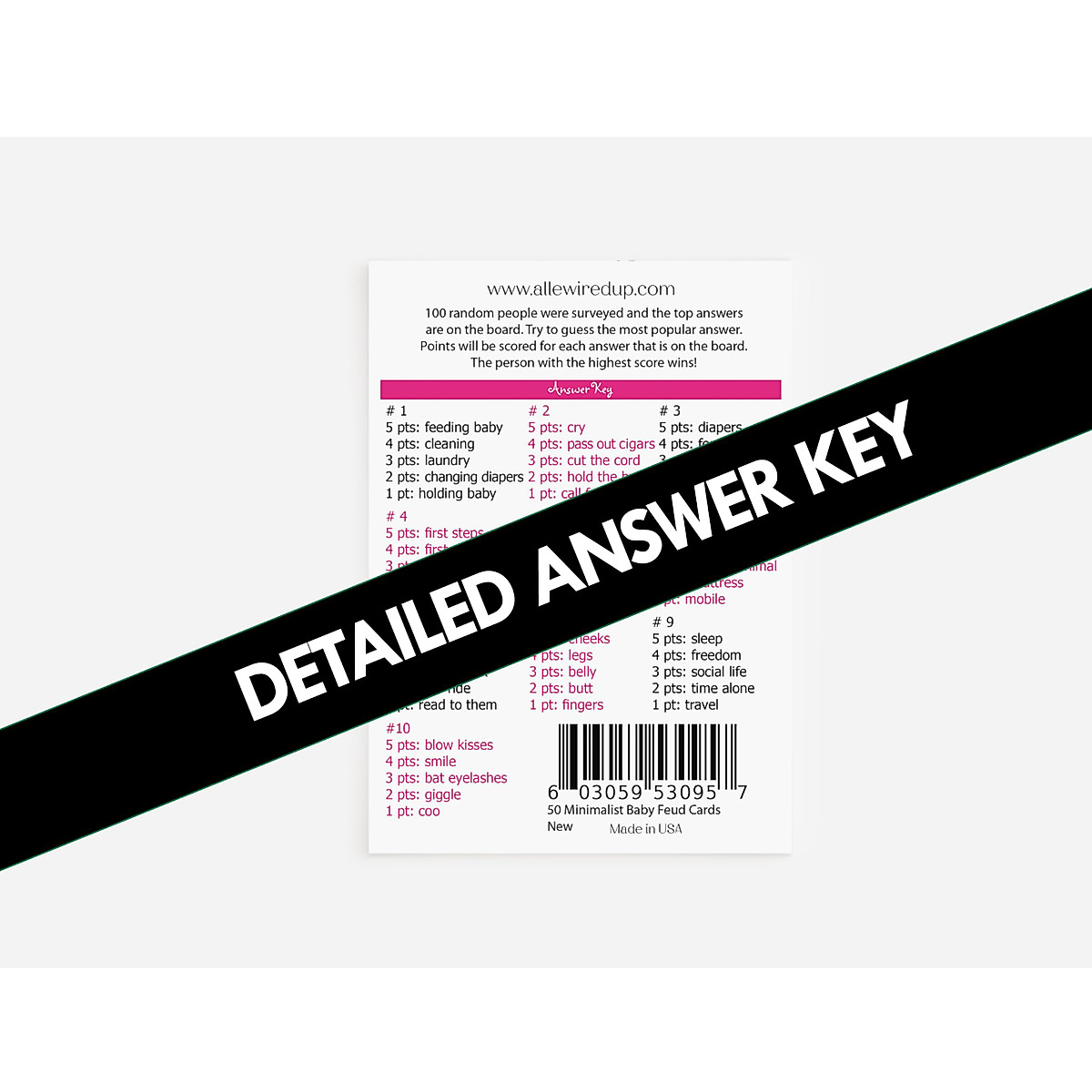 All Ewired Up 50 Baby Shower Family Feud (50-Cards) Fun Baby Shower Game Activity, Gender Neutral Boy or Girl, Minimalist Script