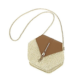 Sykorvon Straw Crossbody Bags for Summer, Cute Beach Bags for Women, Small Summer Straw Beach Woven Vacation Shoulder Bag Purses with Tassel (Brown)