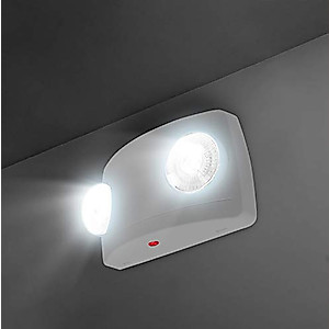 LFI Lights | Super Compact Emergency Light | White Housing | Two LED Adjustable Round Heads | Hardwired with Battery Backup | UL Listed | (2 Pack) | EL-C2