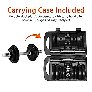 Amazon Basics Adjustable Dumbbell Weight Set with Case, 38 pounds, Black