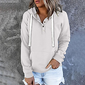 SMIDOW Hooded Sweatshirts for Women Fall Teen Girl Fashion 2023 Pullover Tops With Pockets Y2K Hoodies Pullover Tops white zip up jacket White 2X