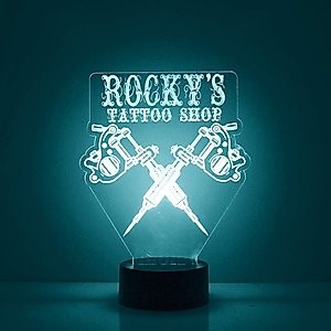 Tattoo Artist Tattoo Gun Personalized LED Sign/Lamp with Remote and 16 Changing Colors
