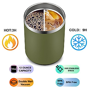 MEWAY 12 oz Lowball, Tumbler Stainless Steel Double Wall Vacuum Insulated Mug with Straw and Lid, Cleaning Brush ，Durable Powder Coated Insulated Coffee Cup for Cold & Hot Drinks (orange, 4)