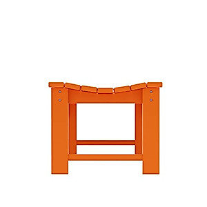 WO Home Furniture Outdoor 46" Backless HDPE Adirondack Bench, Poly Lumber Seat for Patio, Backyard, Balcony, All Weather Resistant with UV Protection, Orange