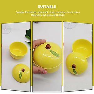 Angoily Ceramic Pot with Lid Cute Lemon Shape Noodle Bowl Steam Soup Bowls for Home Kitchen Egg Custard Medicinal Birds Nest Tonic