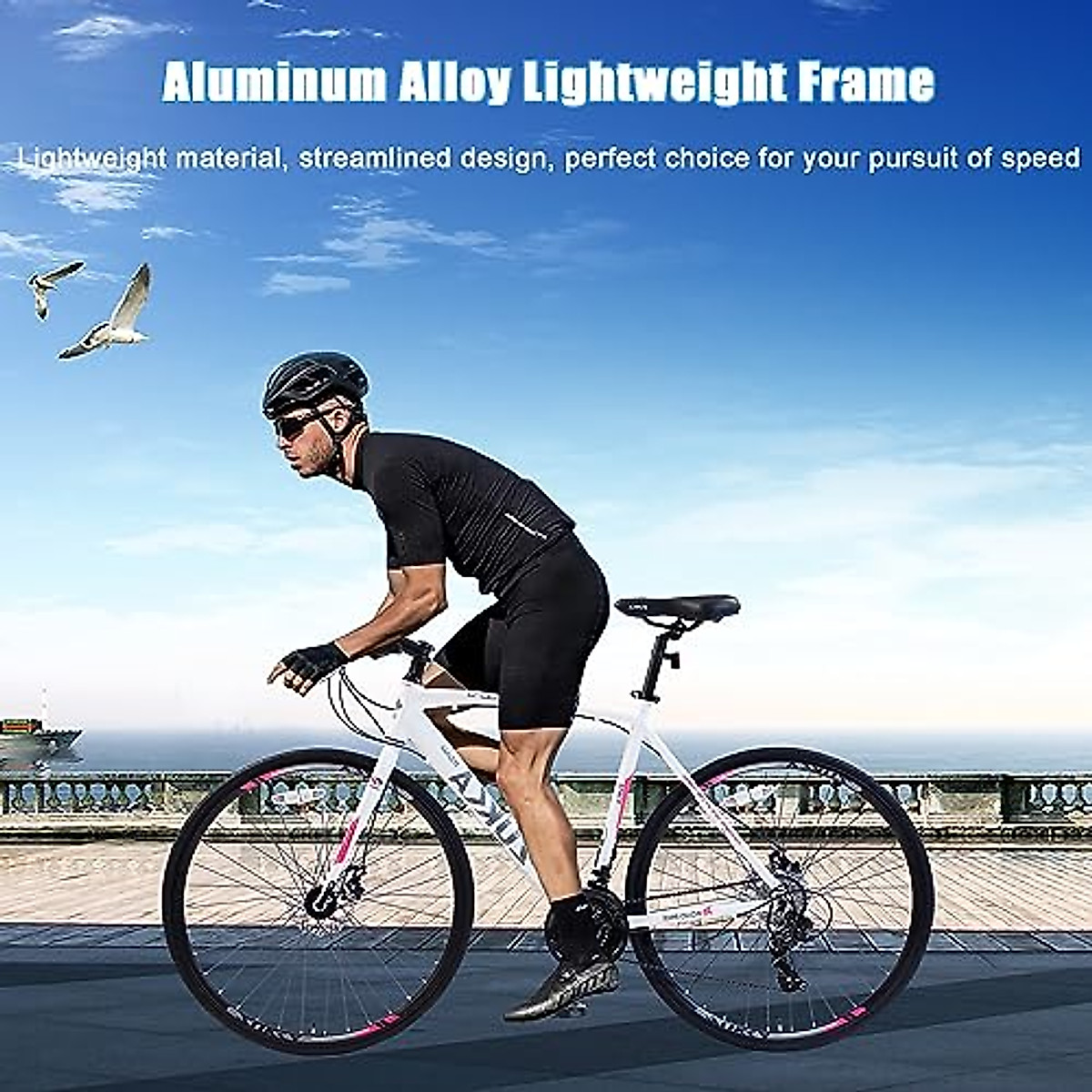petolovty Hybrid Road Bikes for Men and Women, 700C/28 Inch Road Bikes, 24 Speed Commuter Bike with Sturdy Frame