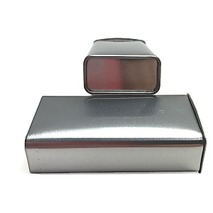 MagnaKoys Rectangular Silver Metal Hinged Lid Tin Containers (5 Pack)