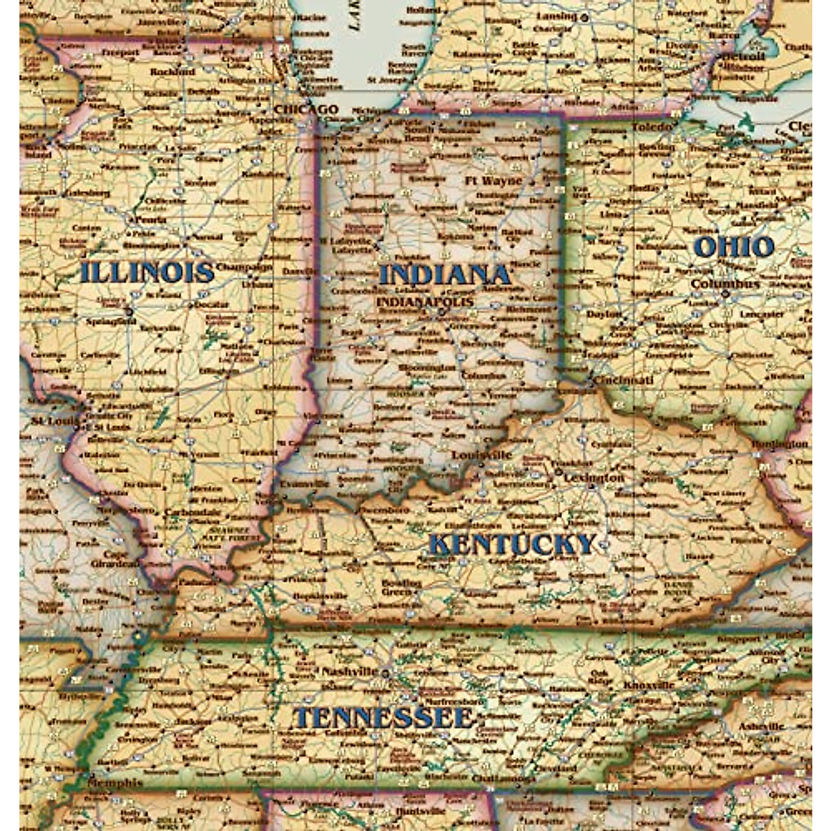 American Map Store Beautiful Wall Map of the United States of America - Classic Antiqued Atlas Style - Extra Large - 73''x40'' - Select Paper or Laminated (Paper, 73'' Wx40'' H)
