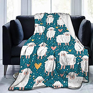 Abucaky Cute Sheep Fleece Throw Blanket Ultra Soft Cozy Decorative Flannel Blanket All Season for Home Couch Bed Chair Travel 50x40in