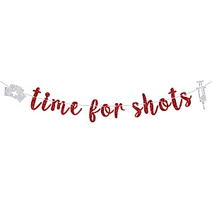 Red Glitter Time for Shots Banner, Congrats Nurse/Future Nurse/I Will Stab You/Nursing School Survivor, 2025 Nurse Graduation Party Decorations