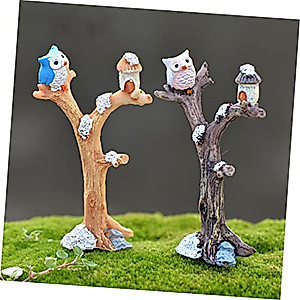 HANABASS 8 pcs Crafts Plant Simulations Bonsai Gardening Figurines Decors Doll Decoration Cartoon Tree Figurine Branch Animals Bird Pots House Decorations Ornaments Potted Mini for