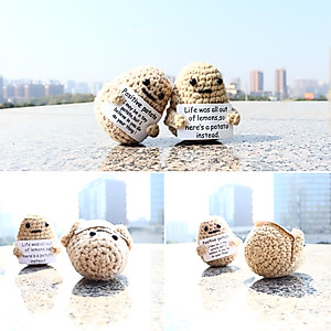 Positive Potato Knitted - 1 Pack Potato Crochet Dolls Toys, Christmas Thanksgiving Birthday Cheer Up Gifts Funny Cute Mini Home Office Decor for Women Girls Friends Guys