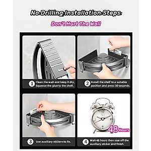 DOIAESKV 2 Pack Corner Shower Caddy with Hooks,No Drilling Aluminium Shower Organizer for Bathroom&Kitchen,Secure with Nail-free Glue,Rustproof Shower Rack Basket,Storage Accessories (Gunmetal)