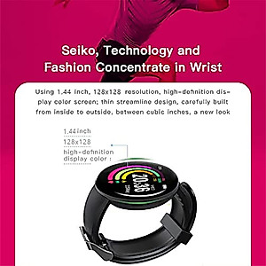 Smart Watch for Enhanced Fitness, Blood Pressure, Blood Oxygen Tracking & Sleep Monitoring - 1.44 Inch Upgraded Screen & Waterproof Design for Men Women - Compatible with Android iOS (Black)